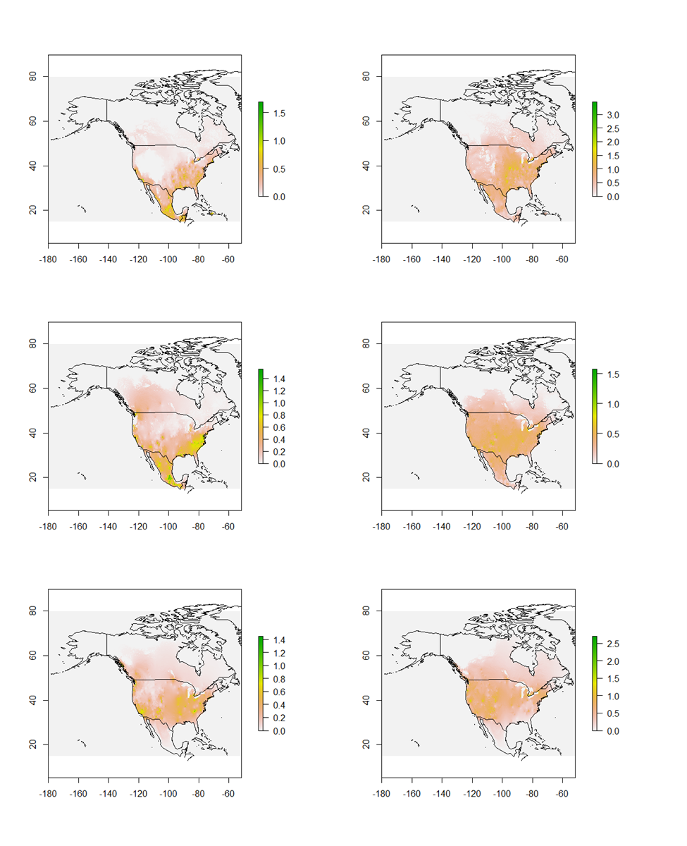 Predicting migration routes for three species of migratory bats using ...